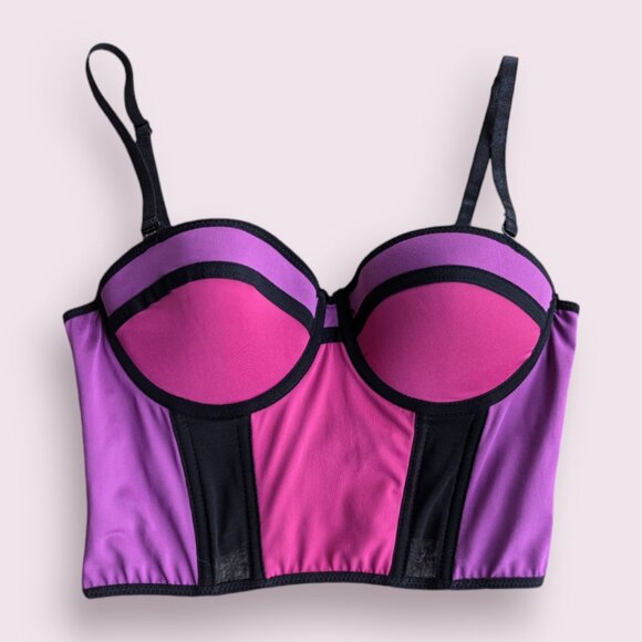Tops | Pink Purple Crop Bustier Corset Lingerie Adjustable Small ...